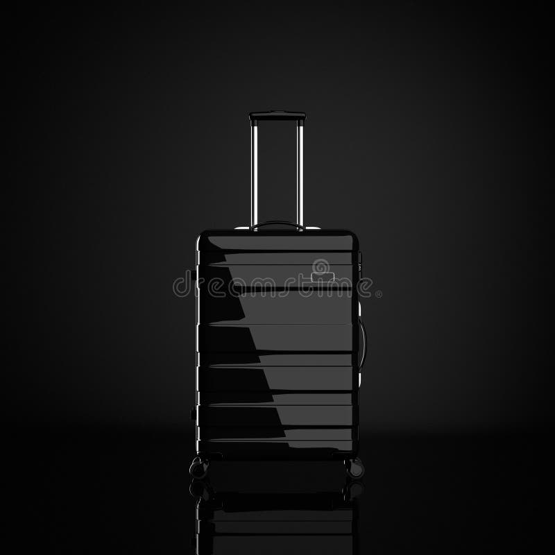 Big Modern Luxury Plastic Black Suitcase. 3d Rendering Stock ...