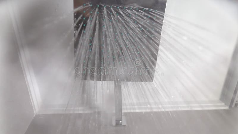 Big modern shower at work stock footage. Video of ceiling - 69114390