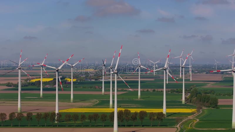 Big Modern Wind Turbine Park from Above 4k 50fps Video Stock Footage ...