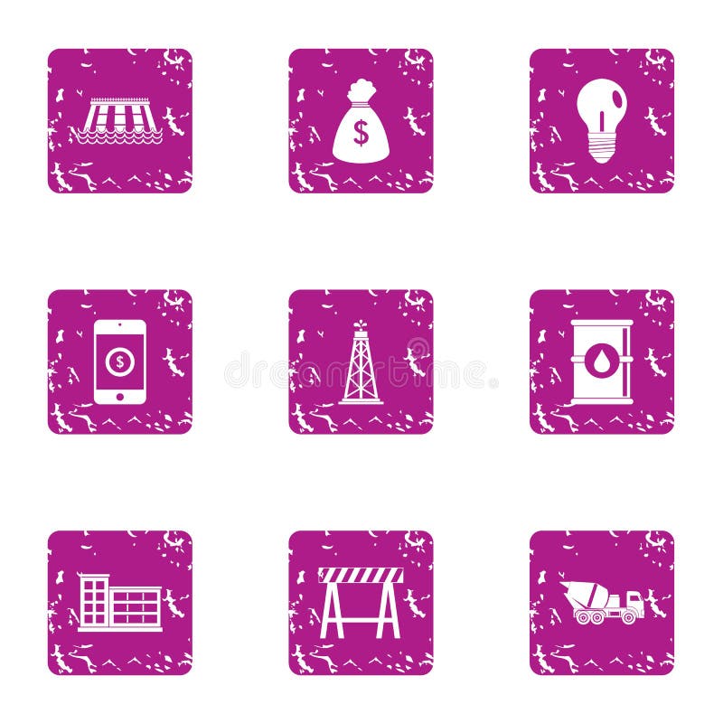 Big Money Icons Set, Grunge Style Stock Vector - Illustration of cement ...