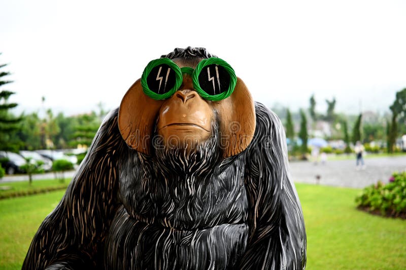 Big Monkey Statue, with Nature Bokeh Background Stock Image - Image of ...