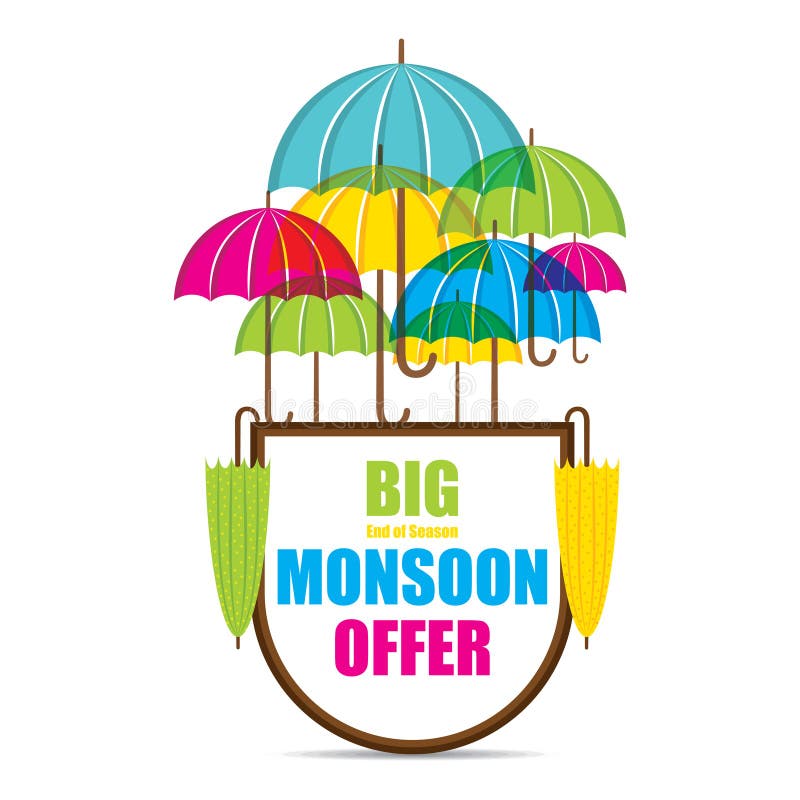 Big Monsoon Offer Banner Design Stock Vector - Illustration of concept ...