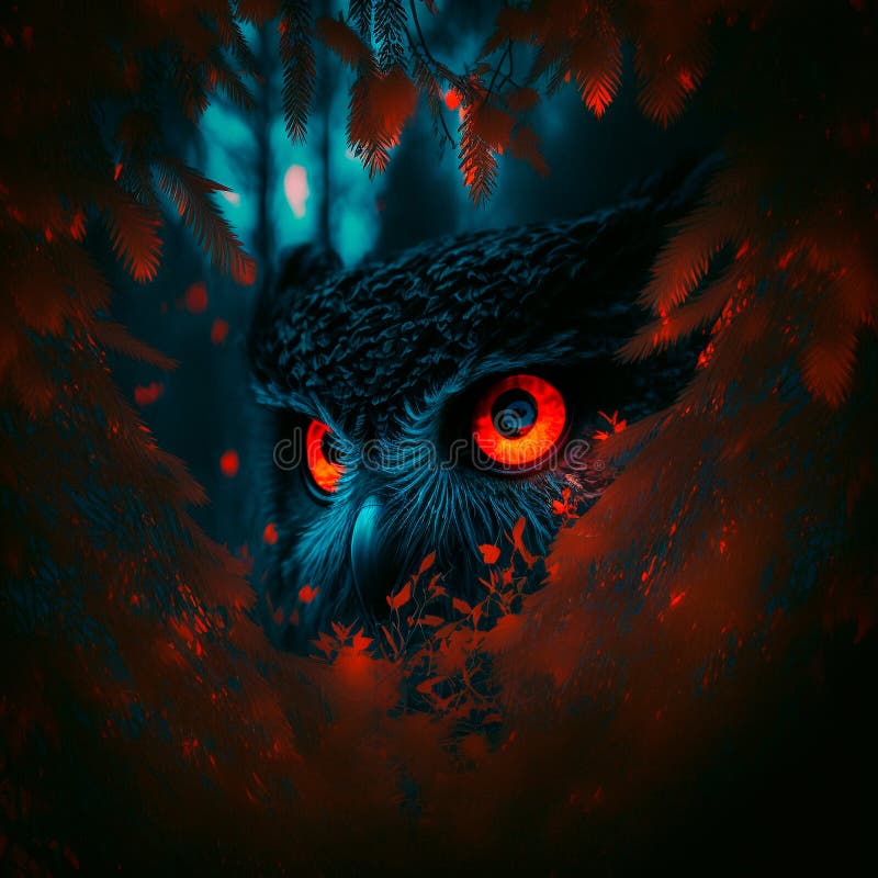 A Big Monster with Red Eyes in a Mystical Forest Stock Illustration ...