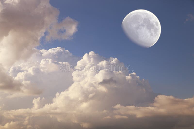 Big Moon In The Daytime Sky Stock Photo - Image: 15110350