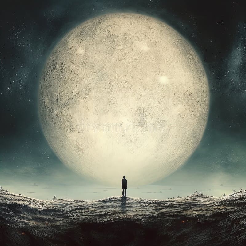 A Big Moon with Moonlight. Abstract Dark, Cold Background. Night View ...