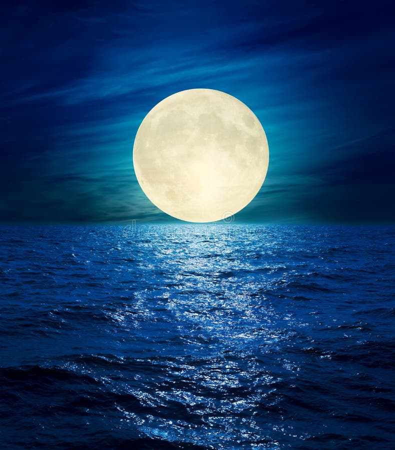 Big moon over night sea stock photo. Image of light, halloween - 81652252