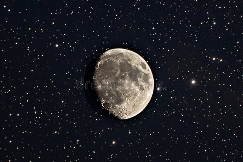 Big Moon in the Sky with Stars with Copy Space Stock Illustration ...