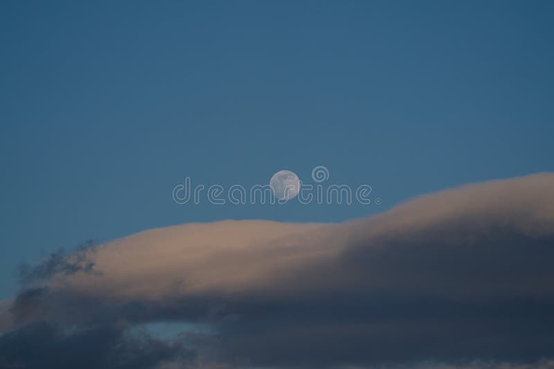 Big Moon with Some Clouds and Blue Sky at the Afternoon Stock Image ...
