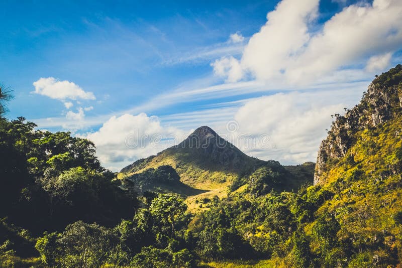 Big Mountain with Clear Blue Sky Stock Image - Image of clouds, desert ...