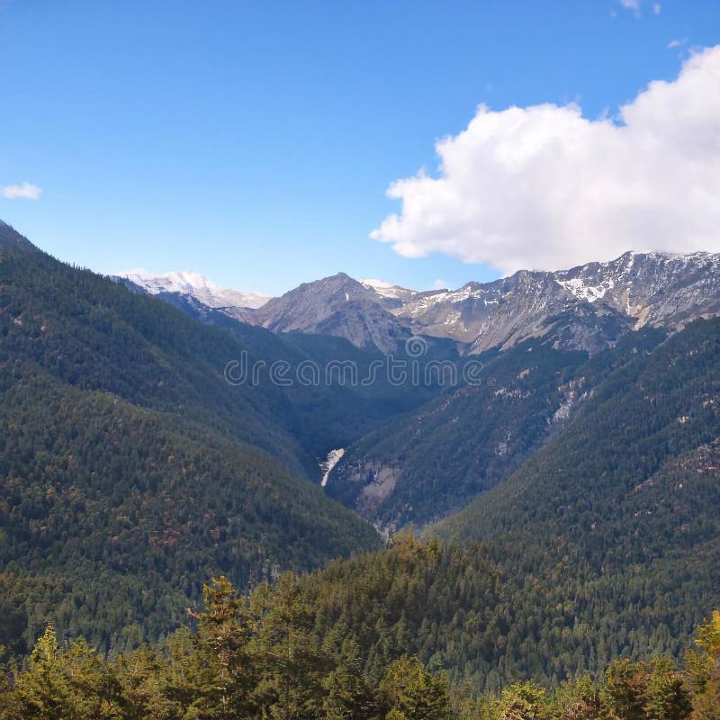 Big Mountains and a Mountain Massif with Large Green Forests Stock ...