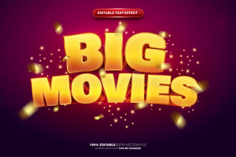 Big Movies 3D Cartoon Editable Text Effect Style Stock Vector ...