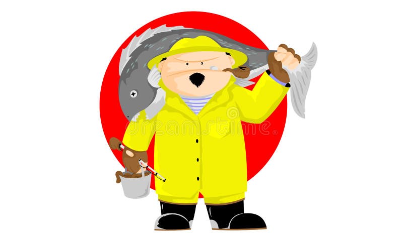 People funny fisherman stock vector. Illustration of bucket - 97262900