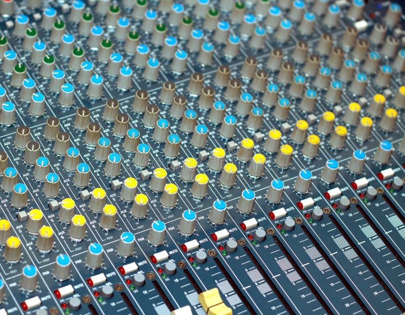 Big Multichannel Audio Sound Mixer Stock Image - Image of close, slider ...