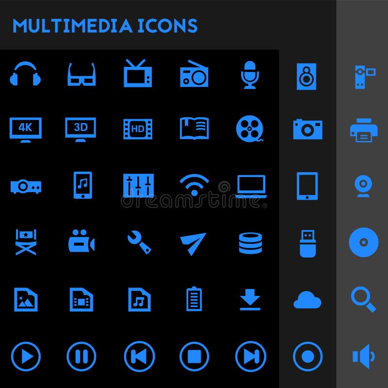 Big Multimedia icon set stock vector. Illustration of button - 126366422
