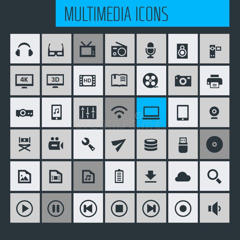 Big Multimedia icon set stock vector. Illustration of glasses - 105814406 Big Multimedia icon set stock vector. Illustration of glasses - 105814406