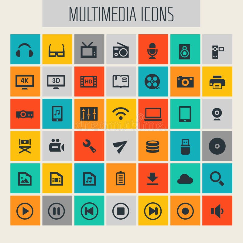 Big Multimedia icon set stock vector. Illustration of collection ...