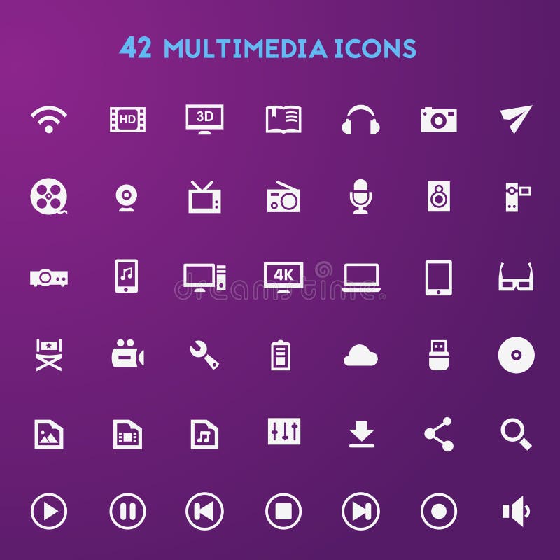 Big Multimedia icon set stock vector. Illustration of book - 89893715