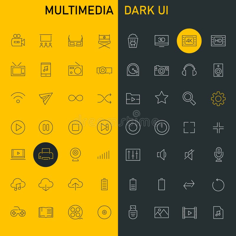 Big Multimedia Icon Set, Trendy Linear Icons Stock Vector ...