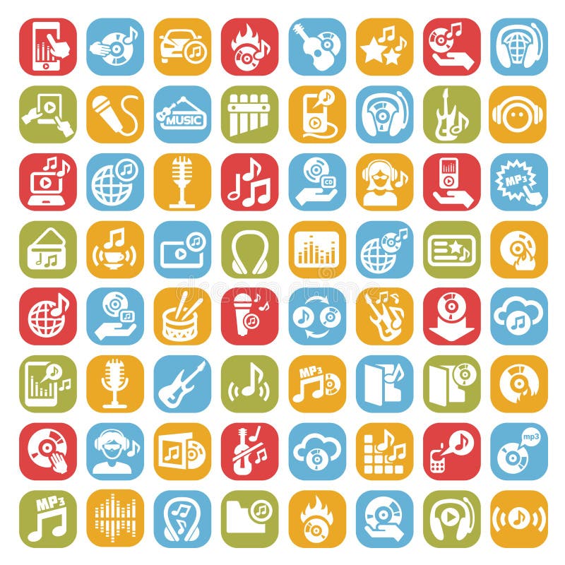 Big music icons set stock vector. Illustration of media - 33914045