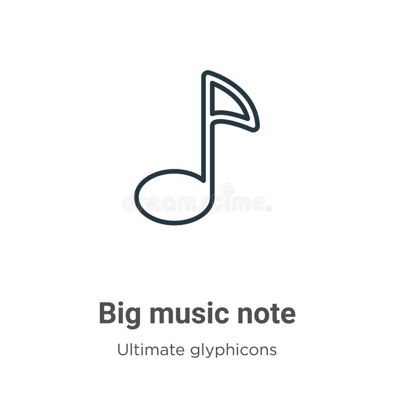 Big Music Note Outline Vector Icon. Thin Line Black Big Music Note Icon ...