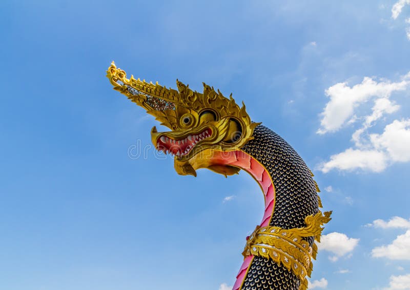 The Big Naga Snake Guarding Stock Photo - Image of gold, decoration ...