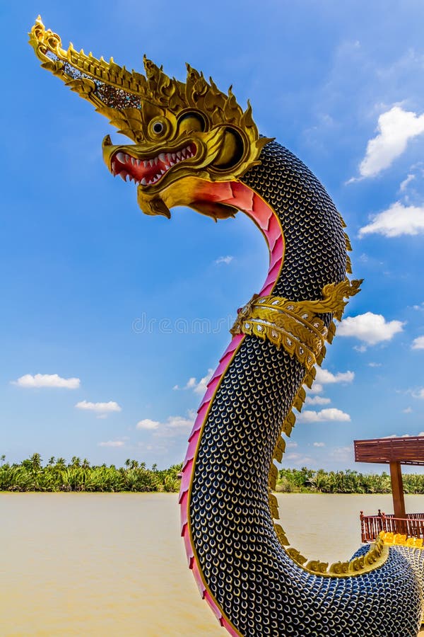 The Big Naga Snake Guarding Stock Image - Image of religious, buddhist ...