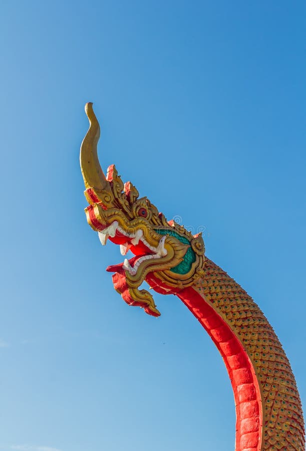 The Big Naga Snake Guarding Thai Temple Stock Photo - Image of asia ...