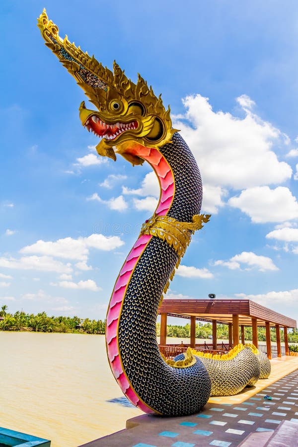 The Big Naga Snake Guarding Stock Image - Image of religion, province ...
