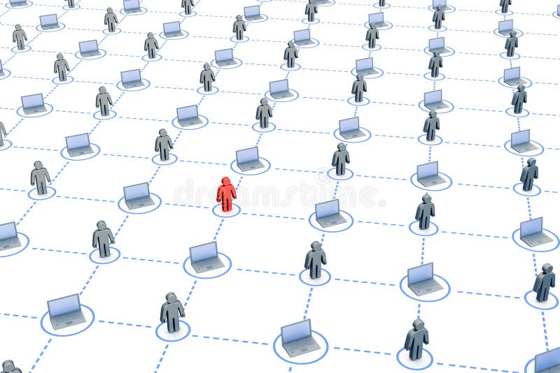 Cartoon Crowd, Line Network Scheme Closeup Stock Illustration ...