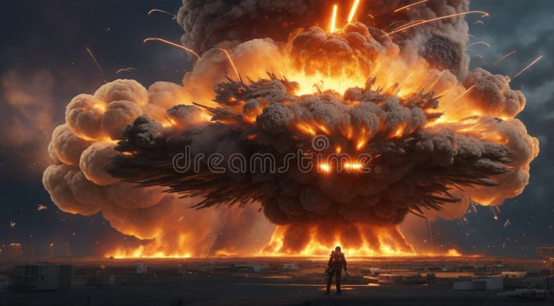 The Big Nuclear Explosion, Explosion Scene, Big Fire Stock Illustration ...