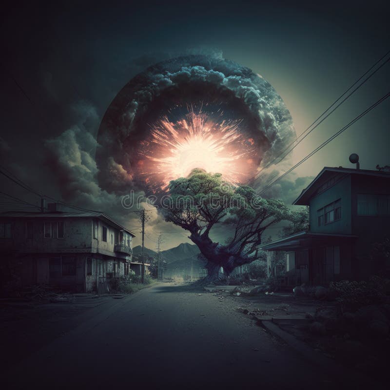 Big Nuclear Explosion Illustration AI Generative Stock Illustration ...