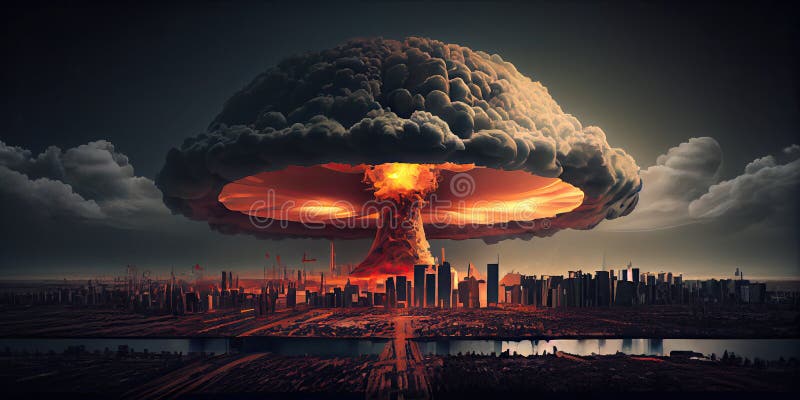 Big Nuclear Explosion Mushroom Cloud Effect Over City Skyline. Generate ... Big Nuclear Explosion Mushroom Cloud Effect Over City Skyline. Generate ...