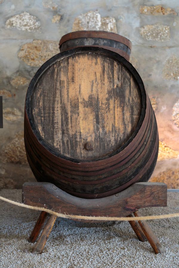 Big Oak Barrel In Horizontal Position Stock Photo - Image of liquor ...