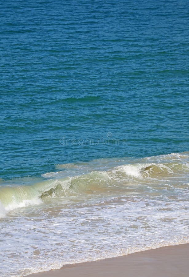 Big Ocean Waves Crashing on the Empty Sandy Beach Stock Image - Image ...