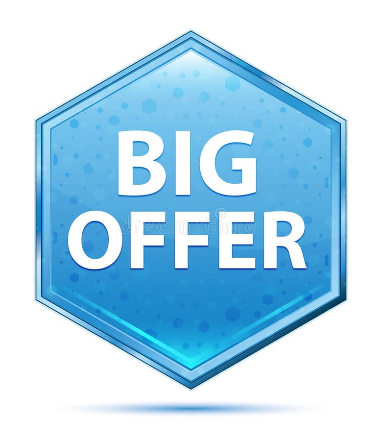 Big Offer Crystal Blue Hexagon Button Stock Illustration - Illustration ...