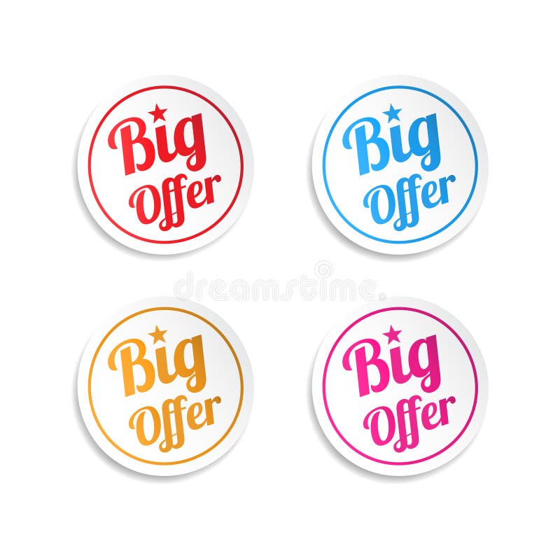 Big Offer Stickers stock vector. Illustration of save - 197132996
