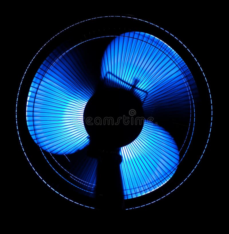 Big Office Fan in Blue Light Stock Image - Image of blowing, blue: 11919743