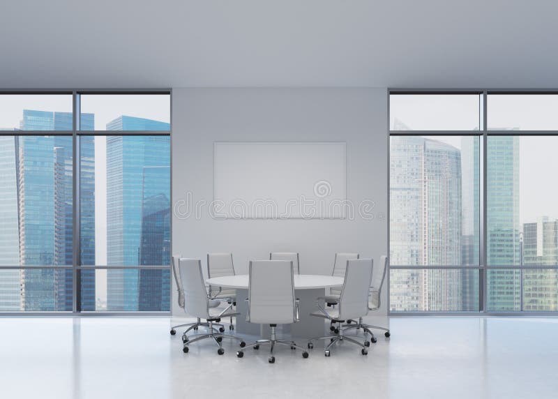 Big office with table stock illustration. Illustration of interior ...
