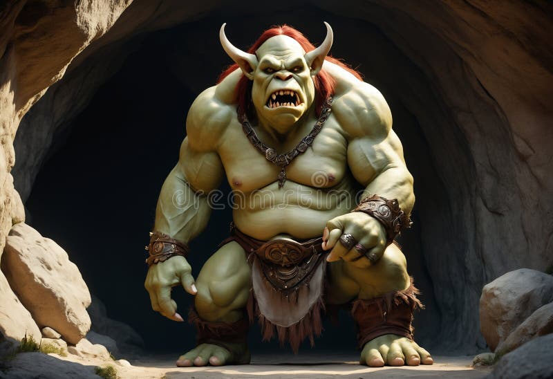Big Ogre in Cave. Generative AI Stock Illustration - Illustration of ...