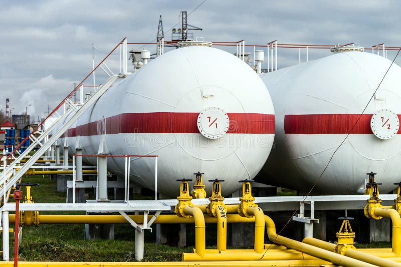 Big Oil Tanks in a Refinery Stock Image - Image of diesel, factory ...