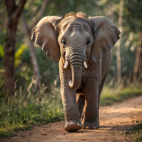 Big Old Black Elephant is Walking Stock Illustration - Illustration of ...