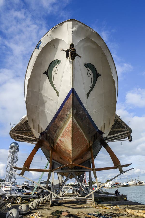 Big Old Boat on a Embankment in Georgia. Stock Image - Image of blue ...