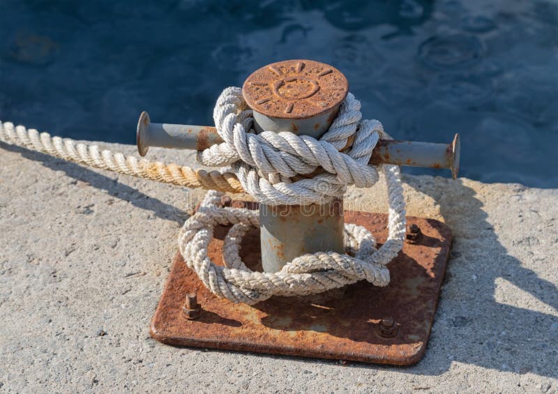 Big old Bollard on moorage stock image. Image of seafaring - 264821045