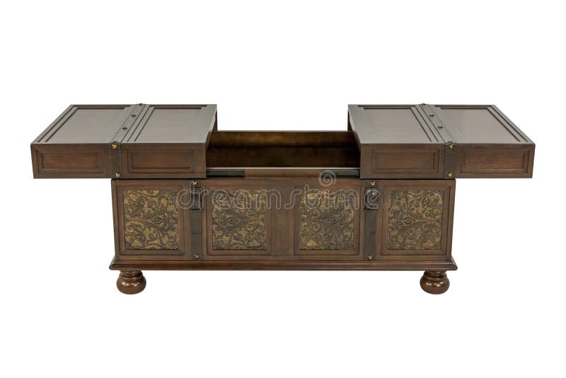 Big Old Brown Open Chest on a White Background. Stock Image - Image of ...