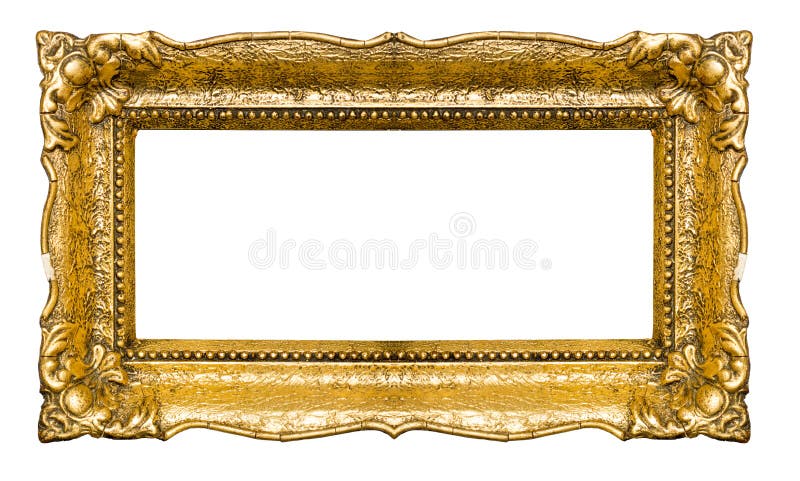 Big and Old Gold Picture Frame Stock Image - Image of flower, vintage ...