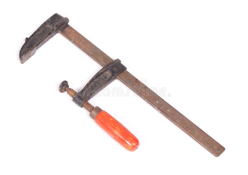 Big Old Metal Clamp or Joiner Clamp Wood Tools, Isolated Stock Photo ...
