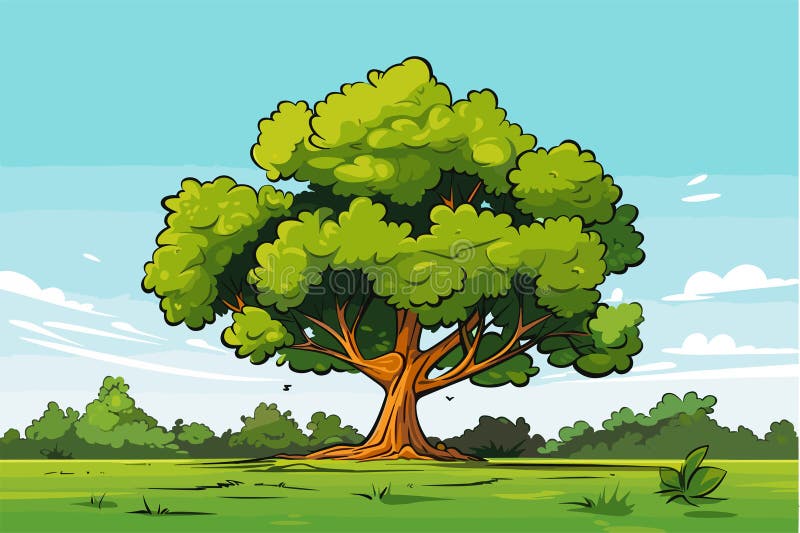Big Old Oak Tree with Leaves. Vector Illustration Stock Vector ...