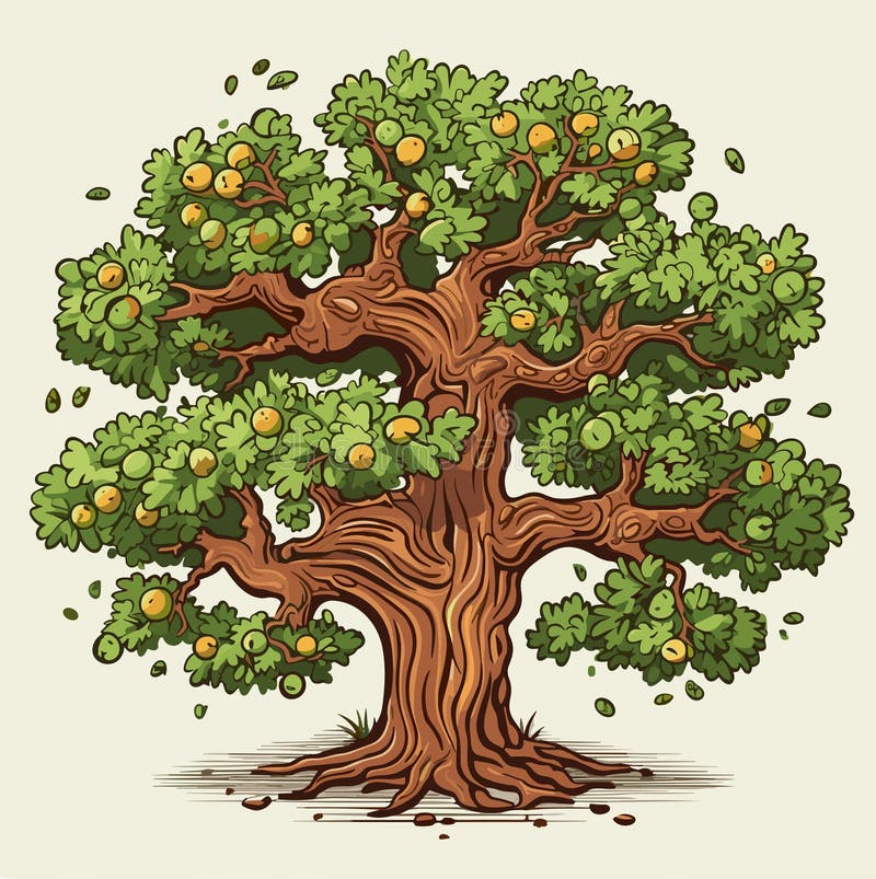 Big Old Tree with Leaves. Vector Illustration Stock Vector ...