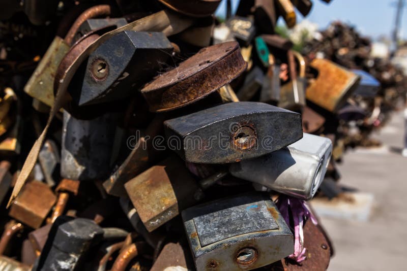 Big old rusty open padlock editorial photo. Image of antique - 41003401