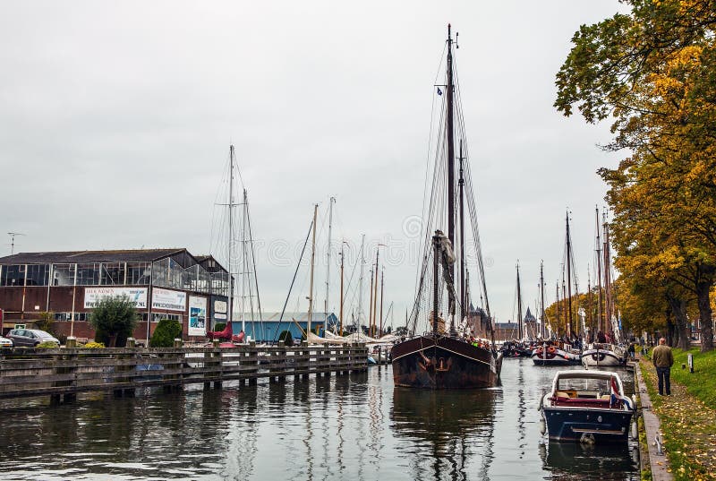 Big Old Ship Floats on Channel. Netherlands Editorial Photography ...